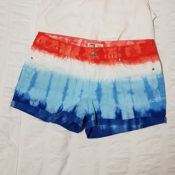 lei | Shorts | Lei Tiedye Red White Blue Shorts | Poshmark